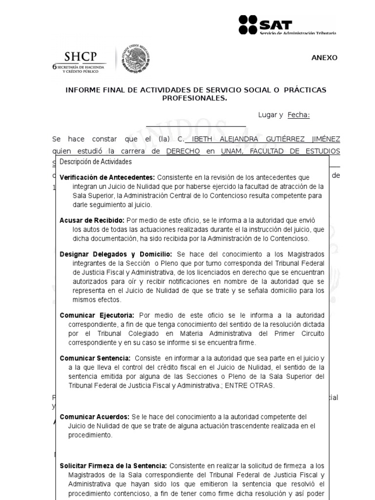 Formato Informe Final Ss 3 1 | PDF | Sentencia (Ley) | Instituciones sociales