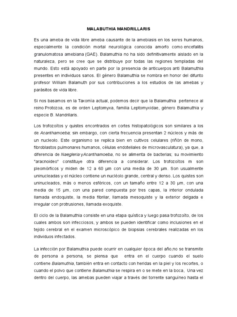 Infección por Balamuthia mandrillaris | PDF | Ciencias de la Salud ...