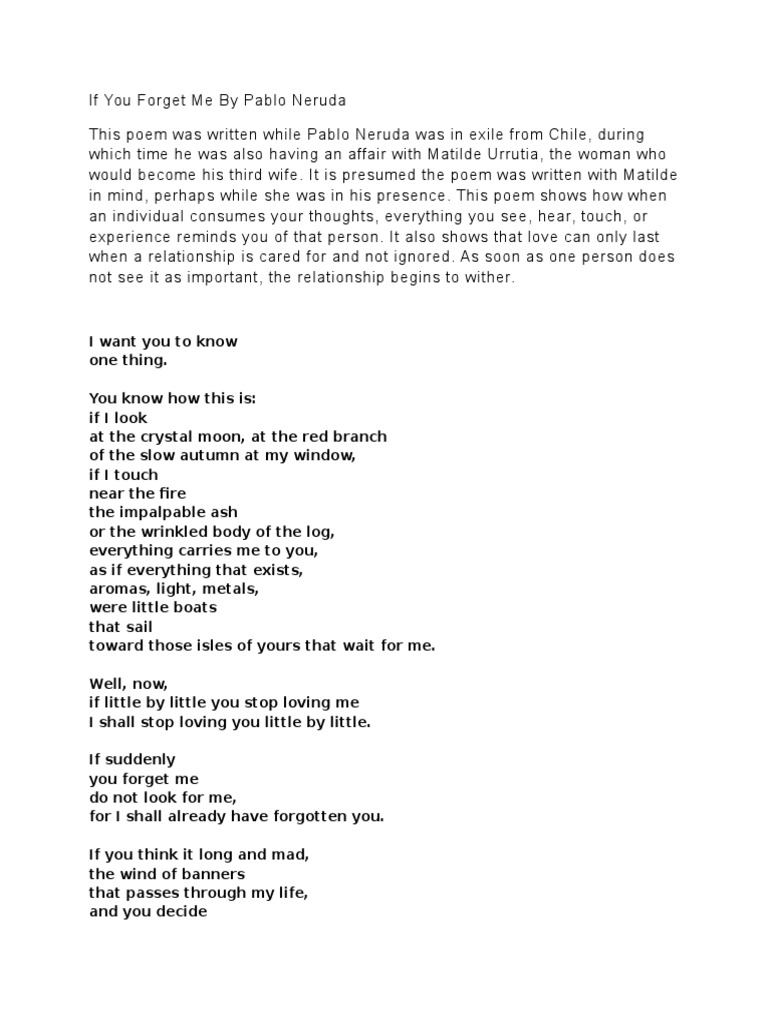 If You Forget Me by Pablo Neruda | PDF