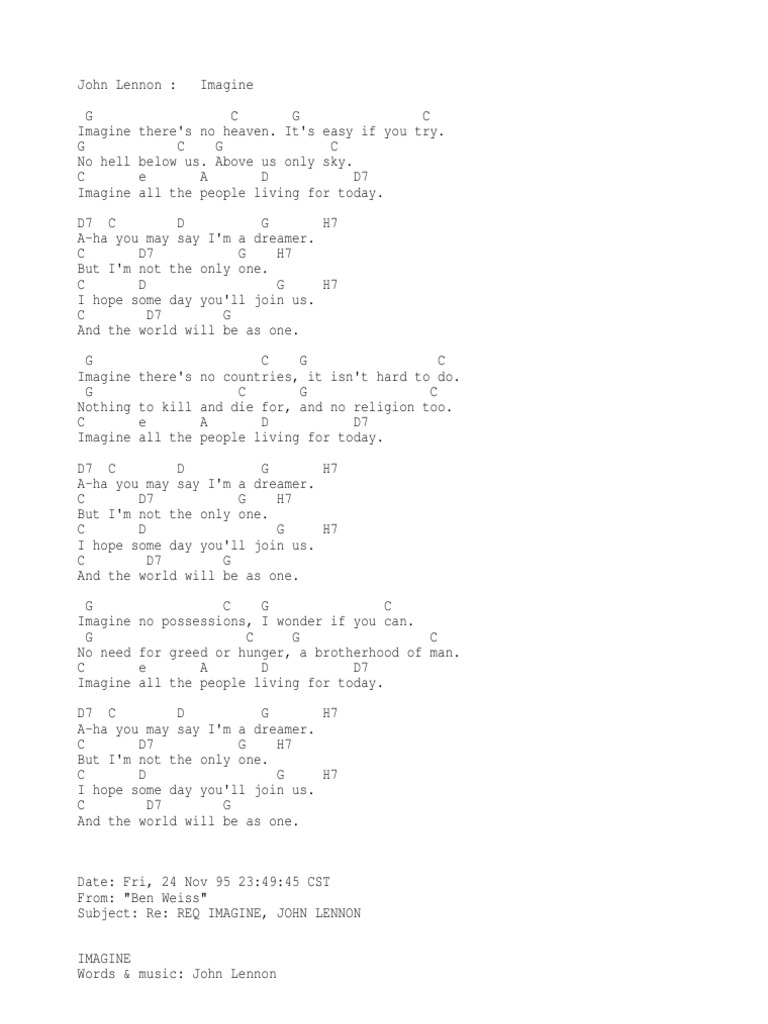 Lohn Lennon - Imagine (Chord) | PDF | Afterlife
