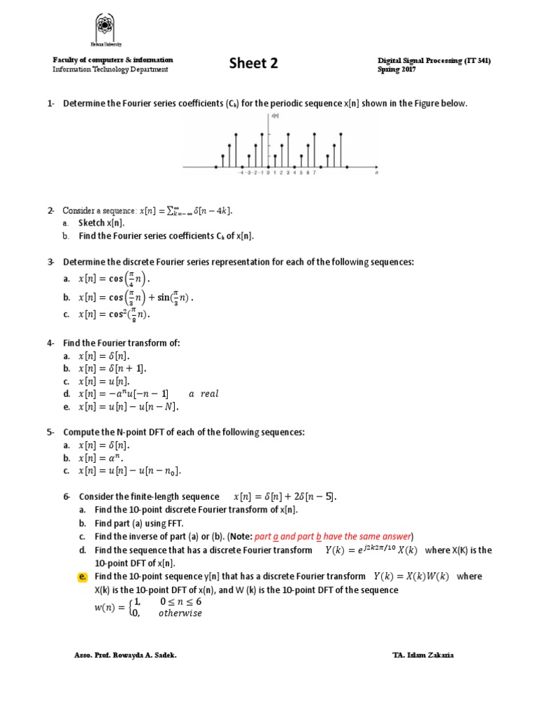 Digital Signal Processing Exercises | PDF | Discrete Fourier Transform | Fourier Analysis