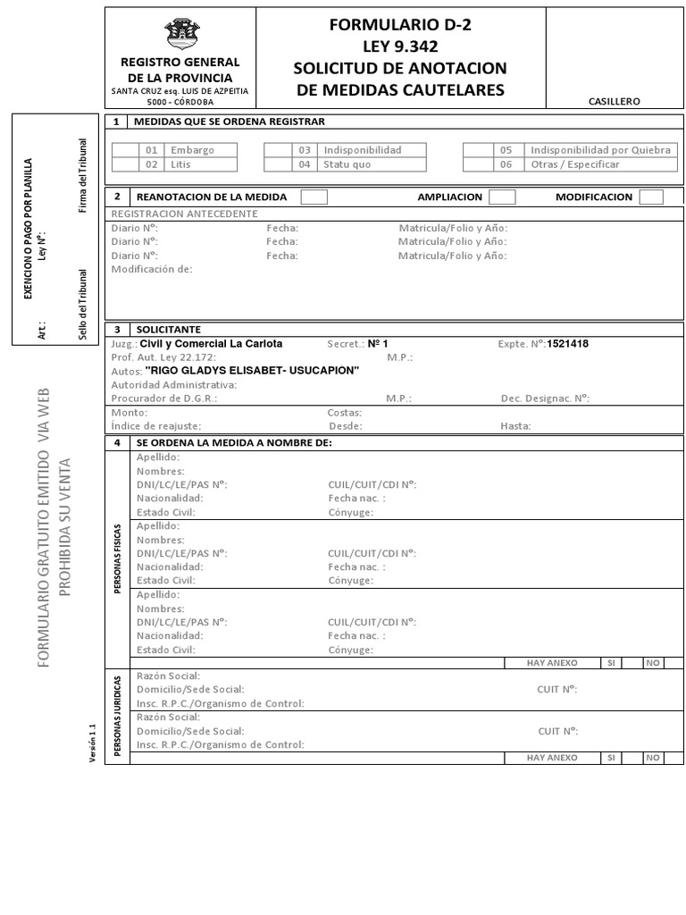 Formulario D-2 - Anverso - Opt | PDF