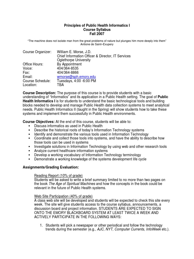 Understanding the Foundations of Public Health Informatics | PDF ...