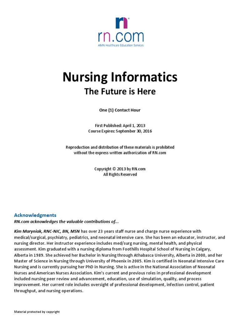 Nursing Informatics: The Future Is Here | PDF | Health Informatics ...