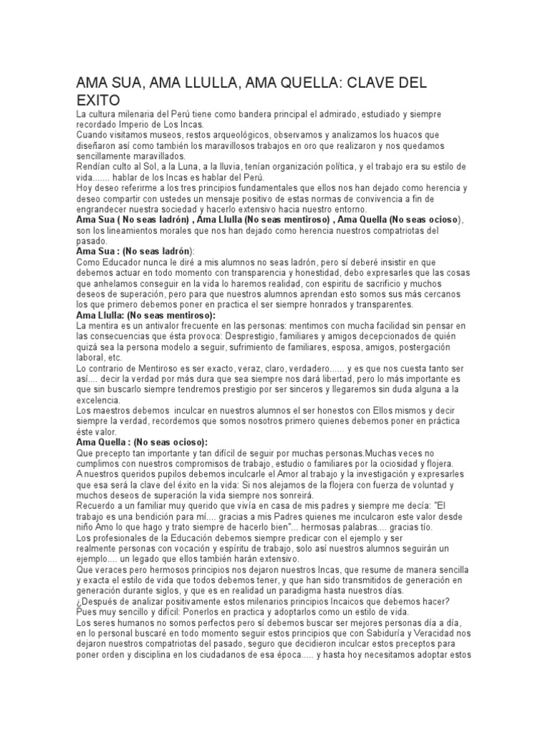 Ama Sua | Descargar gratis PDF | Imperio Inca | Science