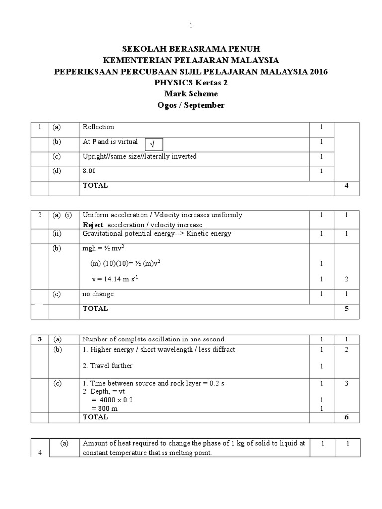 Mark Scheme Physics Trial SPM SBP 2016 Paper 2 | PDF | Logic Gate ...