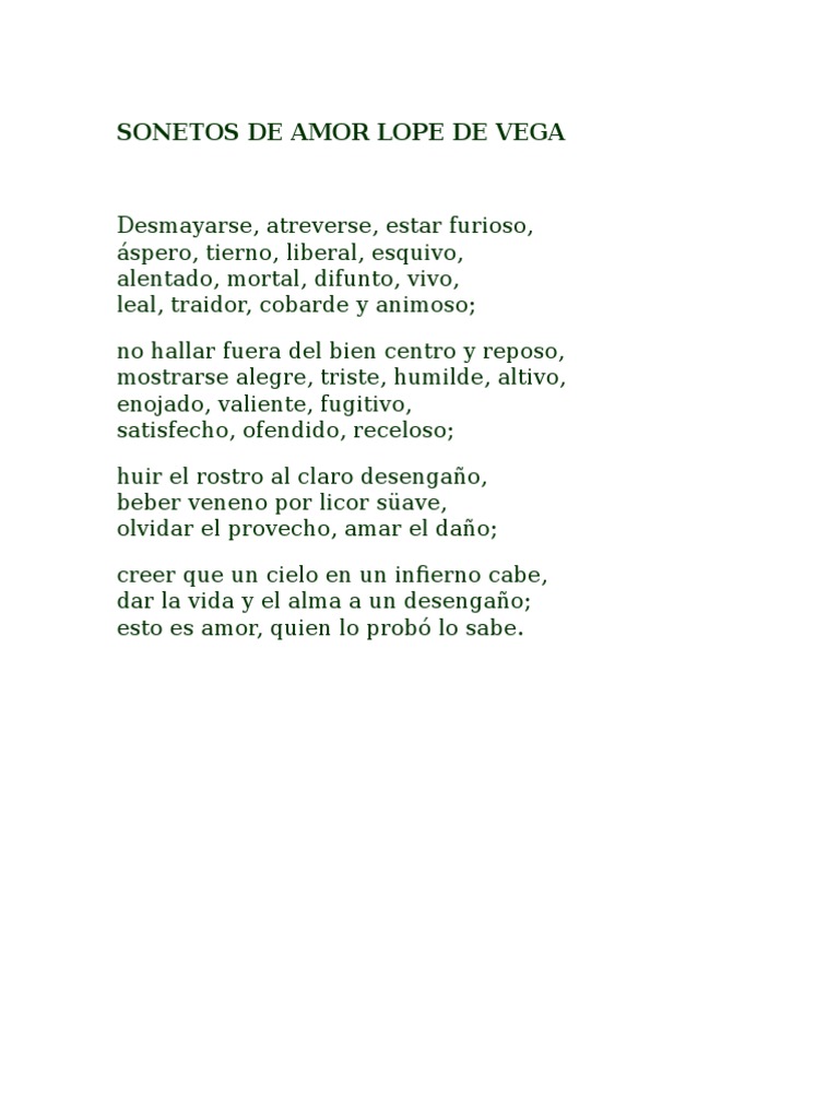 Sonetos de Amor Lope de Vega 8° | PDF