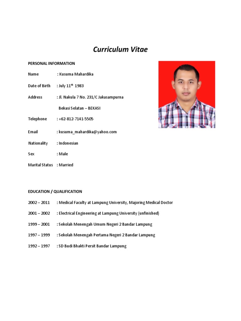Curriculum Vitae | PDF | Indonesia | Industries