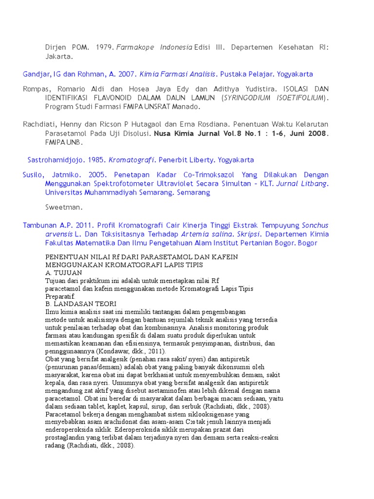Penentuan Nilai RF Dari Parasetamol Dan Kafein | PDF