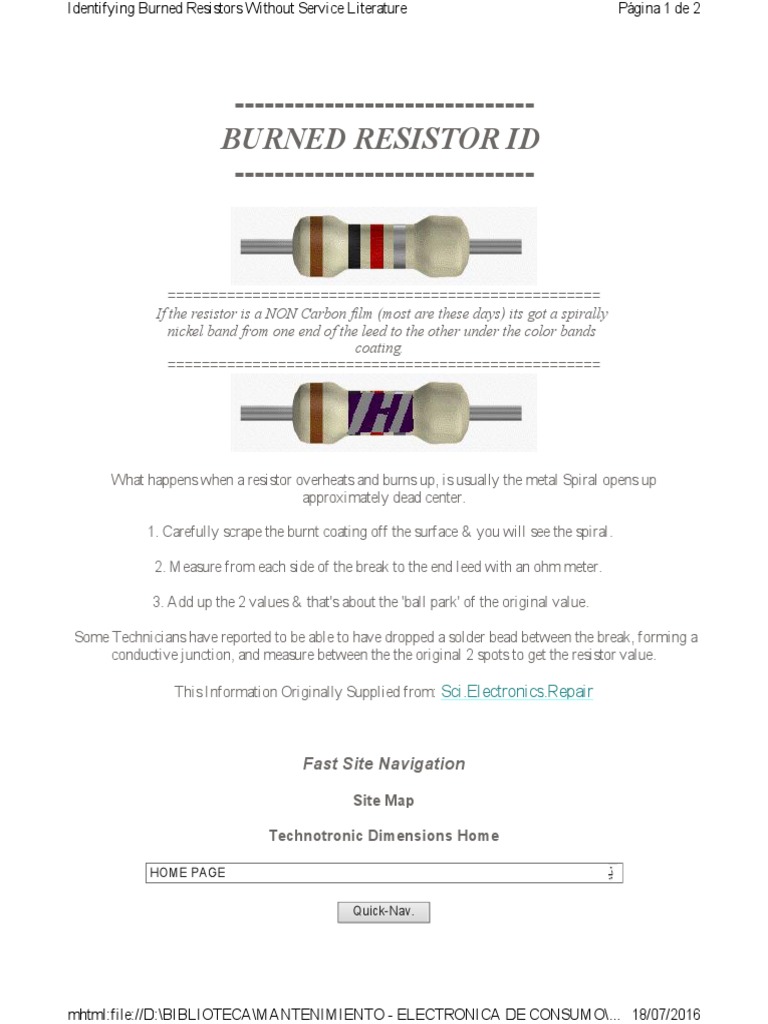 Burned Resistor Id | PDF