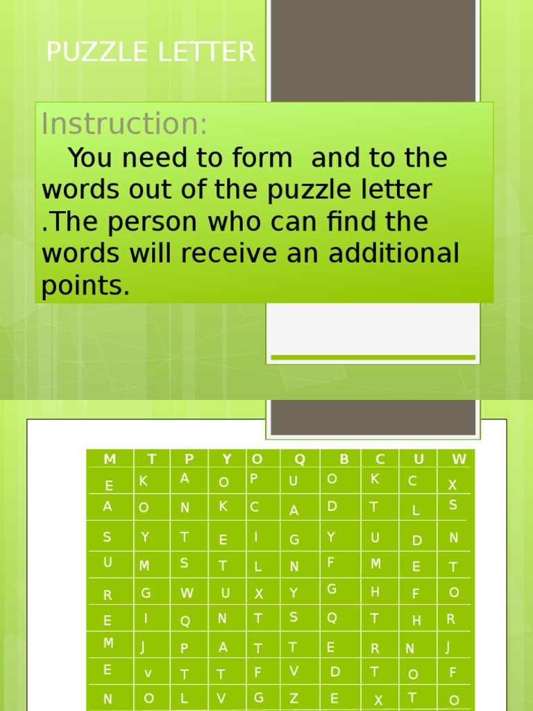 Puzzle Letter | PDF