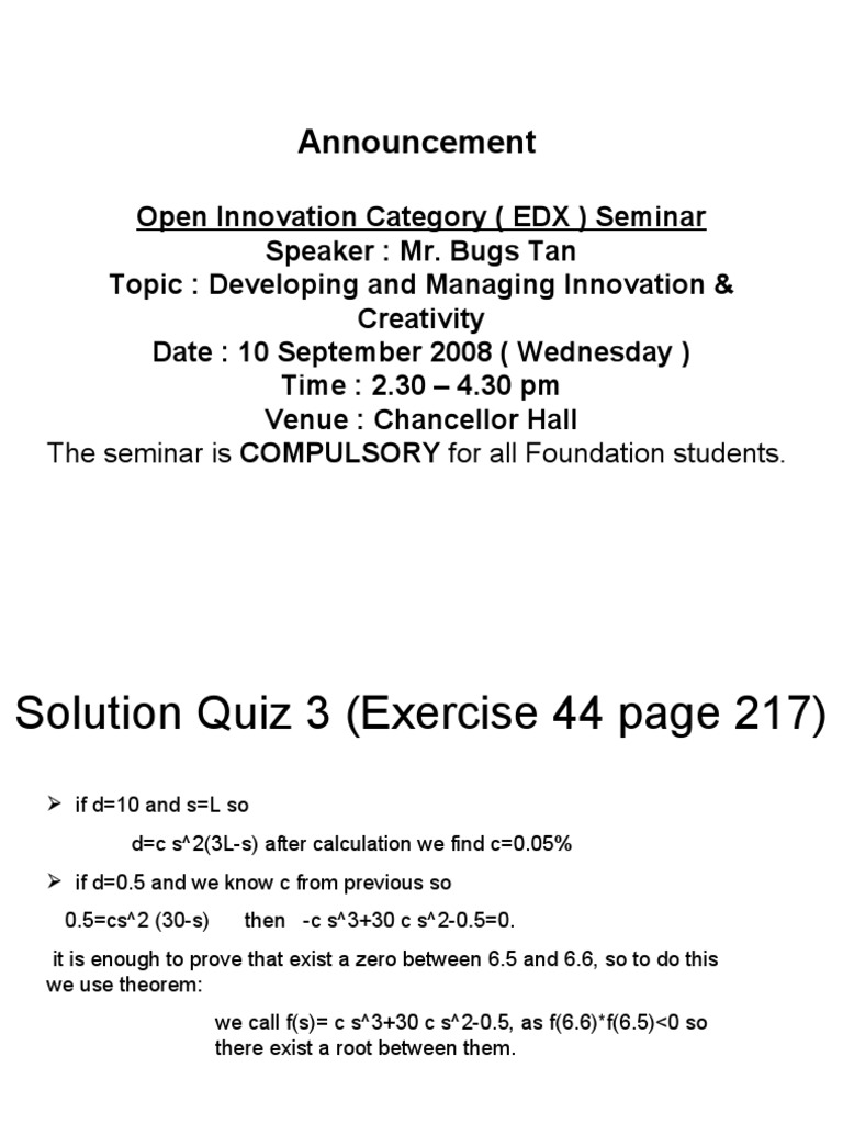 Announcement: The Seminar Is COMPULSORY For All Foundation Students ...