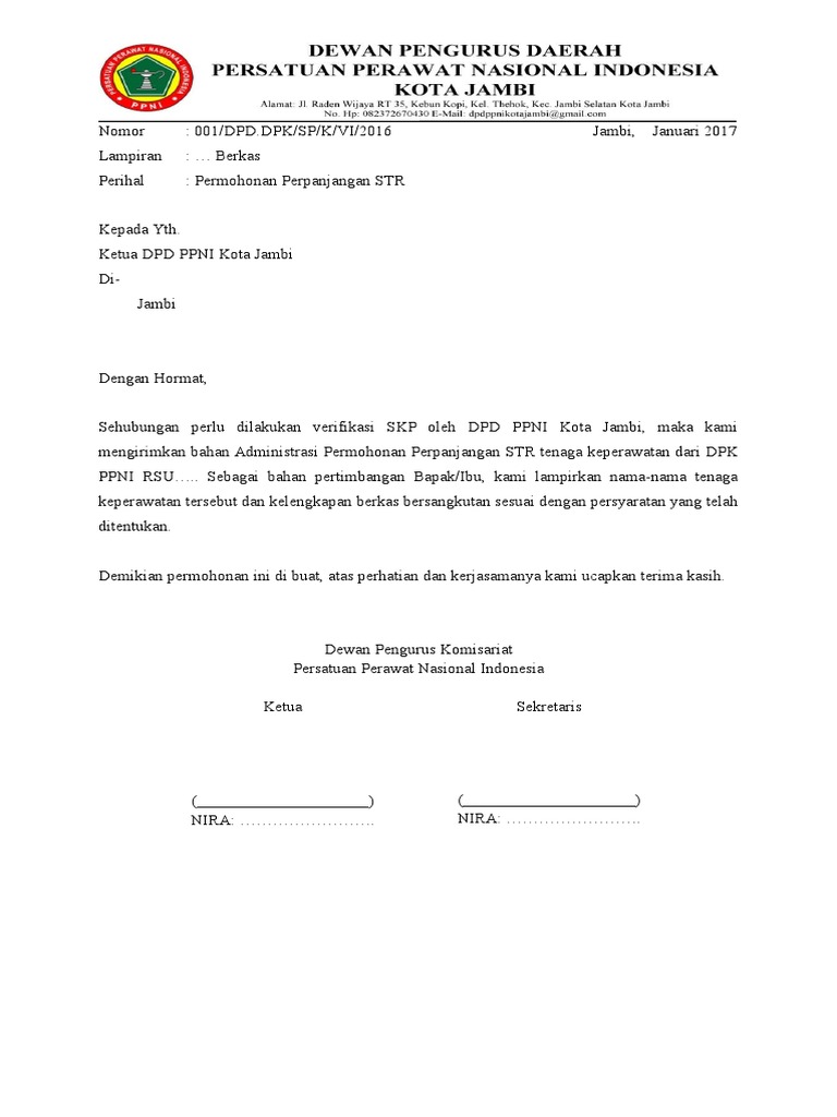 Contoh Surat Pengajuan Perpanjangan STR | PDF