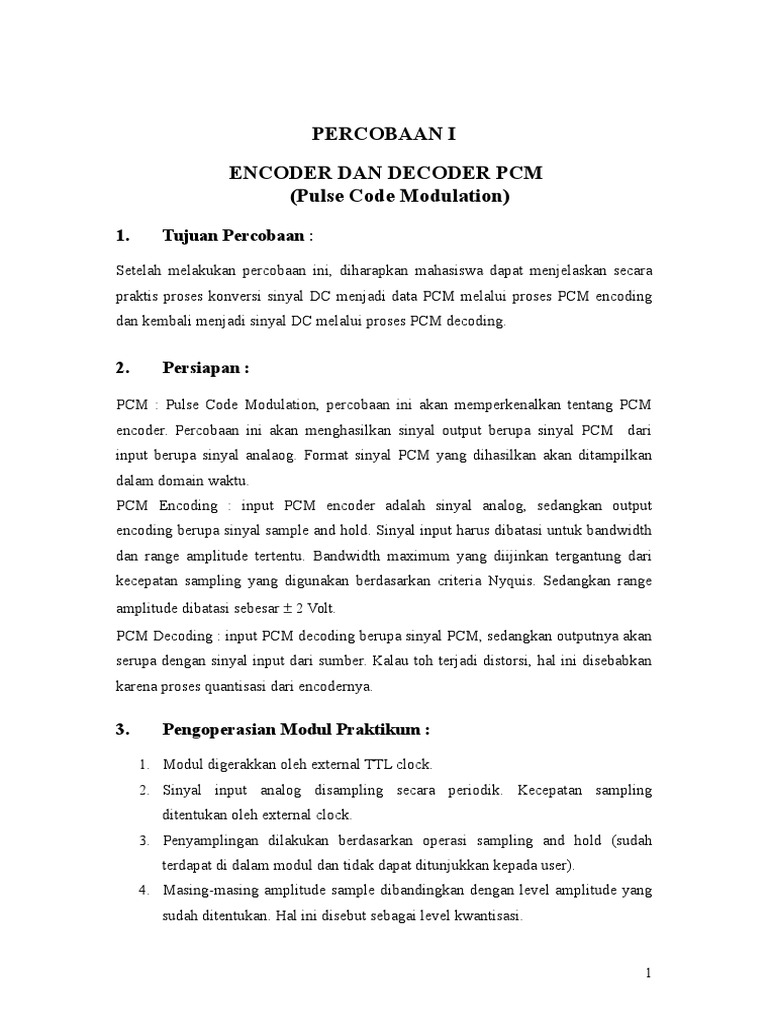 Perc1 PCM Encod Decod | PDF | Metode & Bahan Ajar | Teknologi & Rekayasa