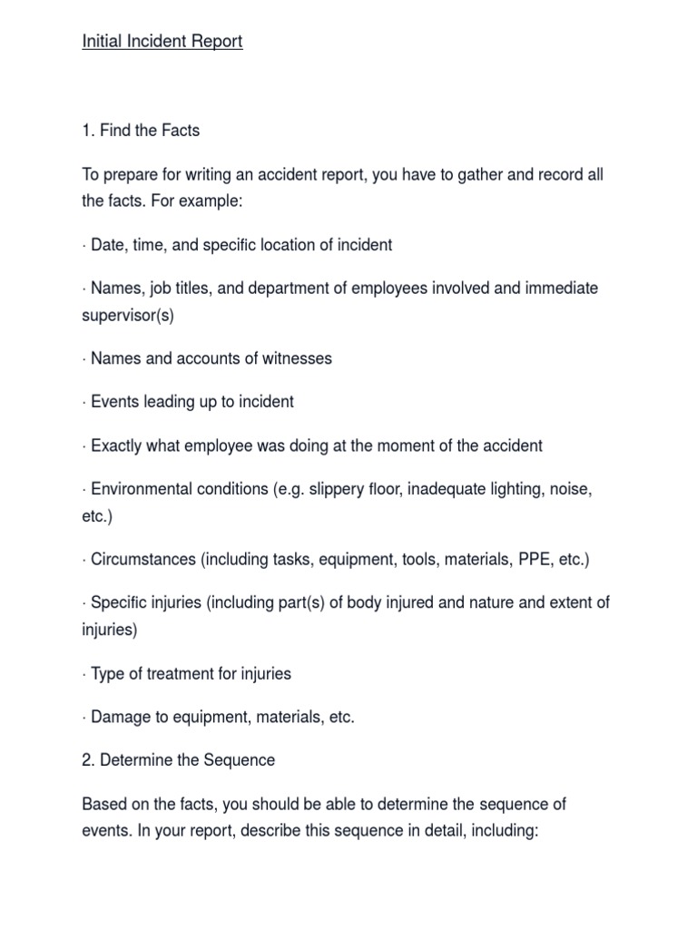 Initial Incident Report | PDF | Traffic Collision | Safety