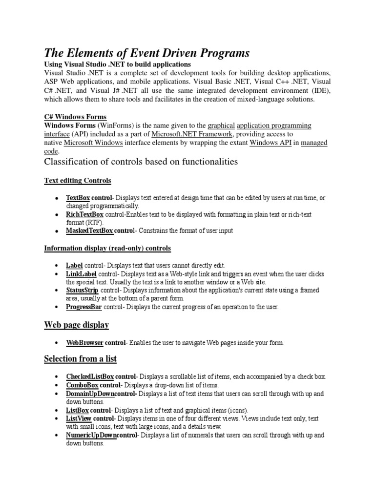 The Elements of Event Driven Programs | PDF | Digital Technology | Human–Computer Interaction
