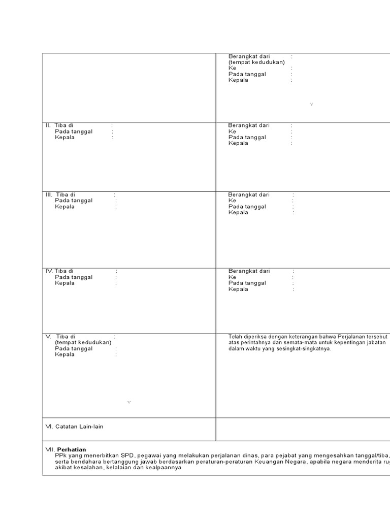 SPPD Kosong Format 1 | PDF