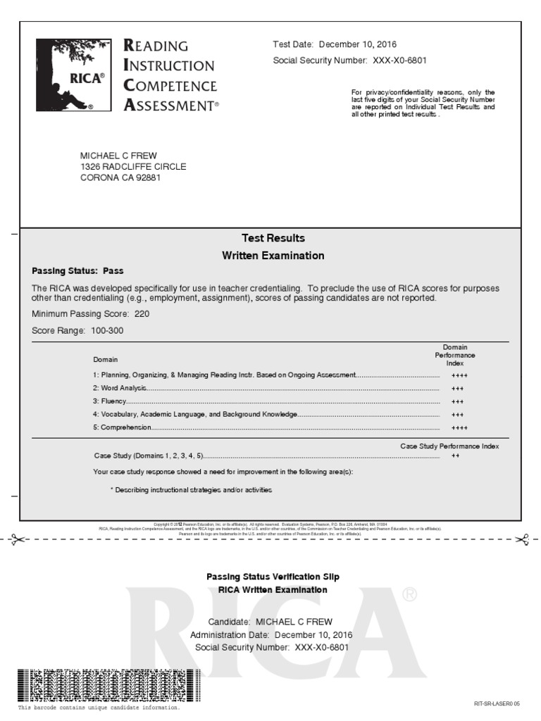 Rica Results | PDF | Multiple Choice | Test (Assessment)