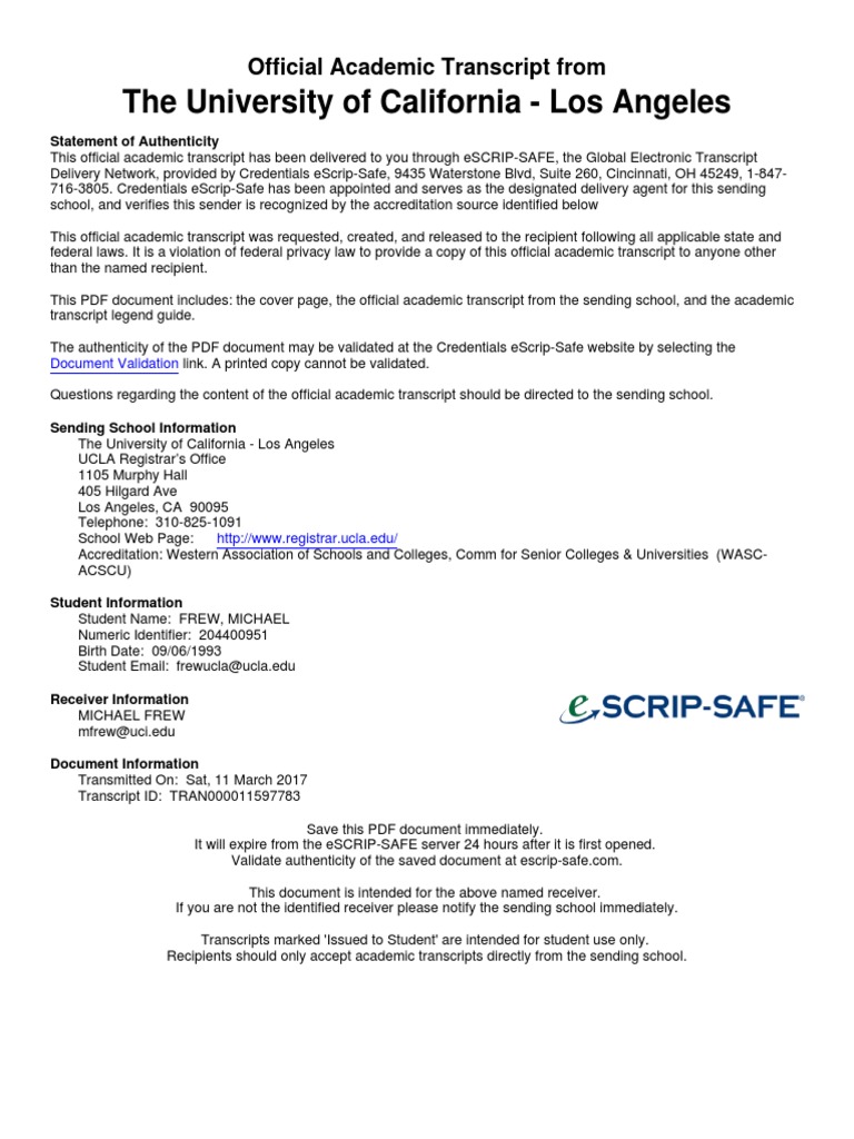 ucla official transcripts | University Of California | Grading ...