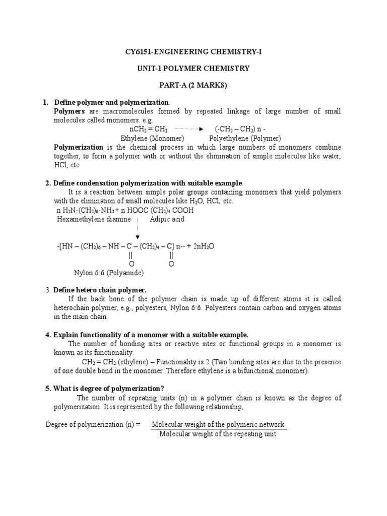 Polymer Chemistry | PDF | Polymerization | Polymers