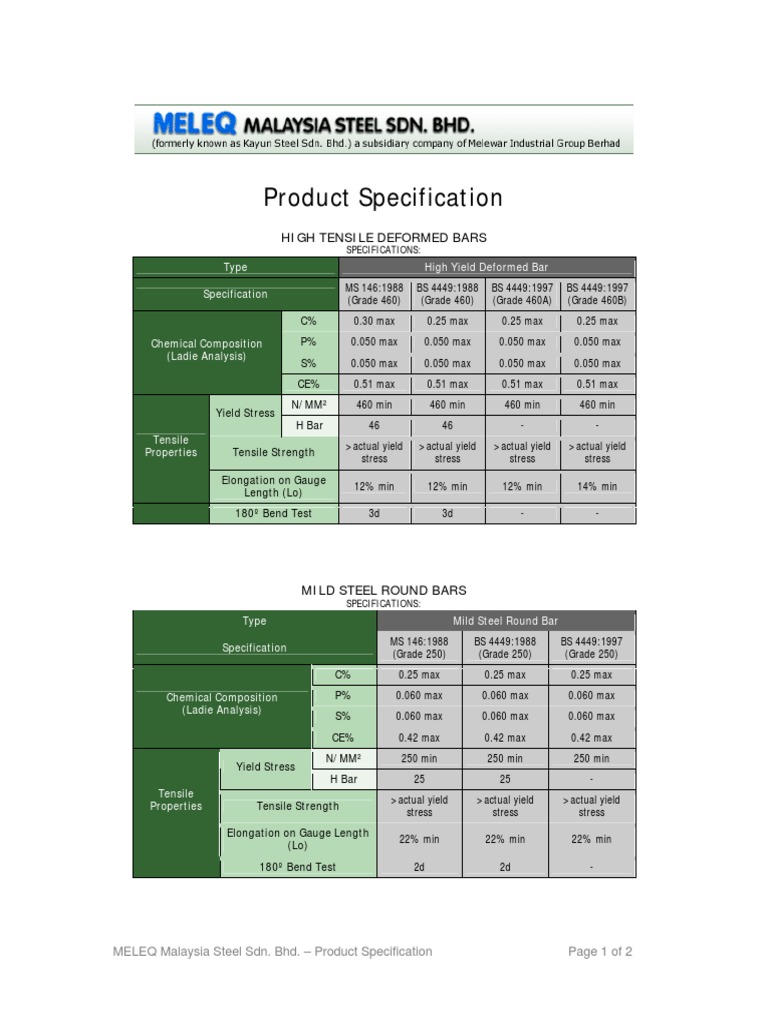 Product Specification BS-4449 | PDF | Yield (Engineering) | Stress ...