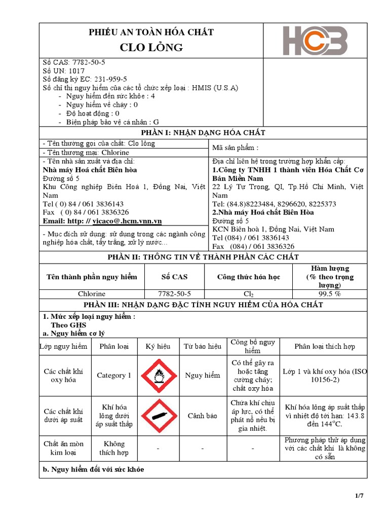 Msds cl2 tt28 - Vietnam | PDF