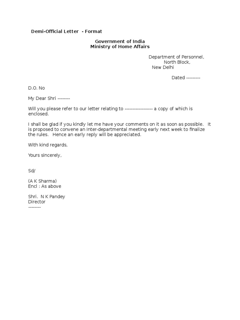 Demi-Official Letter Format Guide | PDF