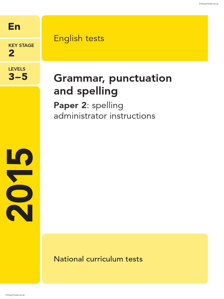 Grammar, Punctuation and Spelling: English Tests | PDF | License