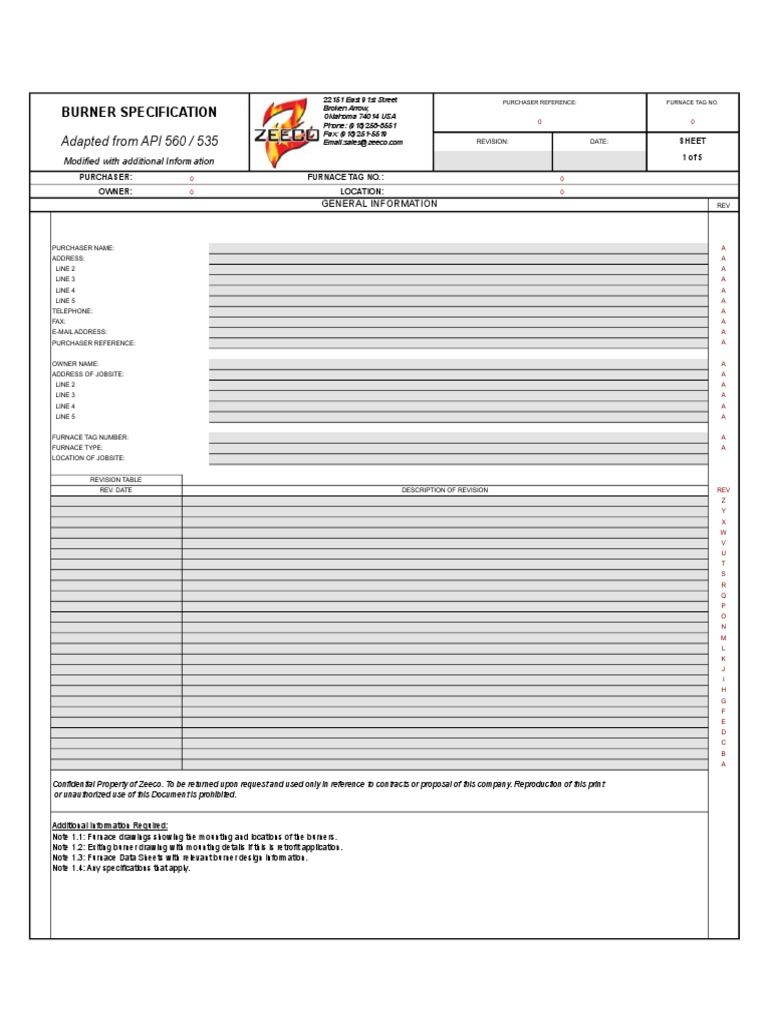 Burner Data Sheet | PDF | Combustion | Furnace