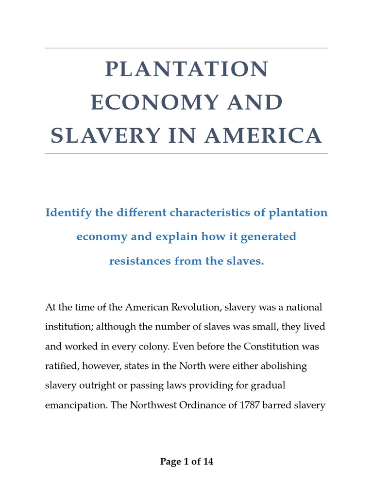 Plantation Economy and Slavery in America | PDF | Southern United ...