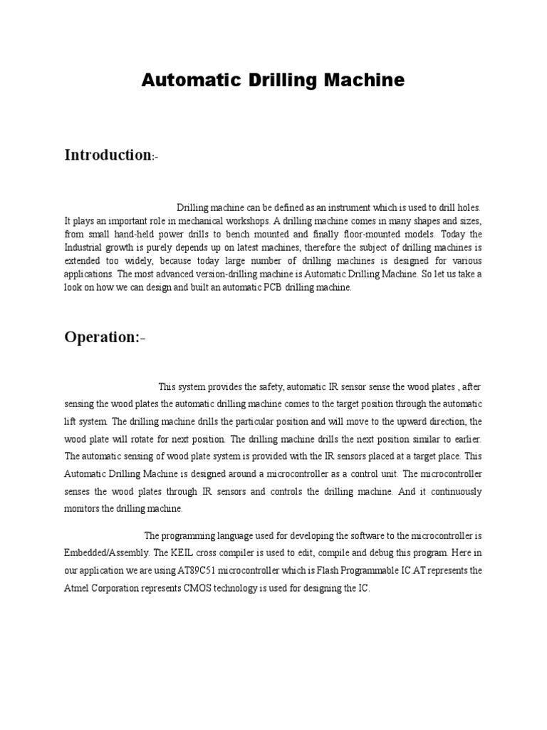 Assignment Automatic Drilling Machine | PDF | Electric Motor | Rectifier