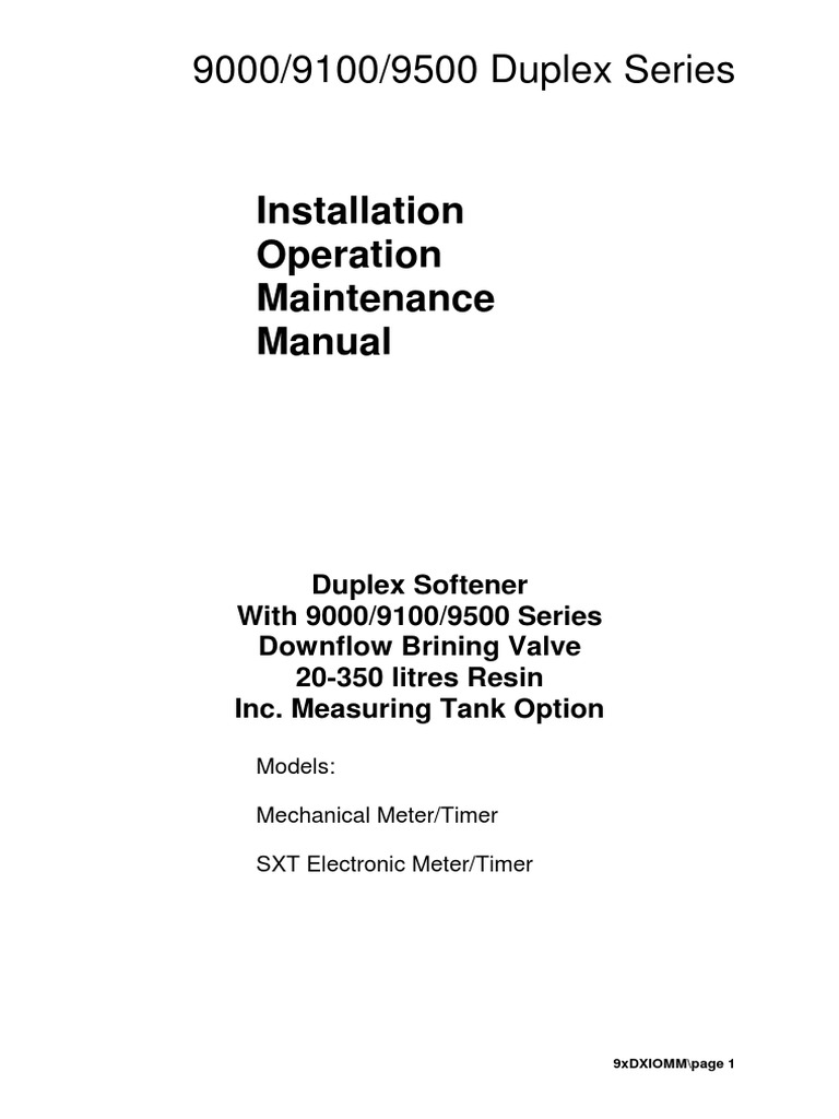 Fleck 9000 9100 9500 SXT | Download Free PDF | Ion Exchange | Valve