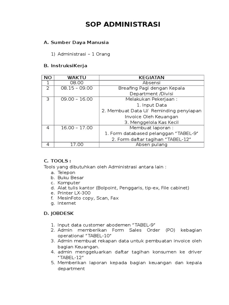 Sop Admin Kas Kecil | PDF | Pengelolaan Keuangan & Uang