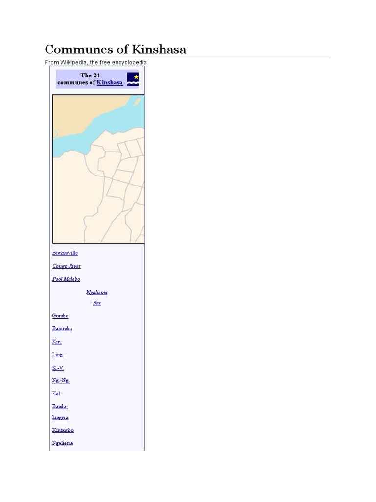 Districts and Communes of Kinshasa | PDF | Kinshasa