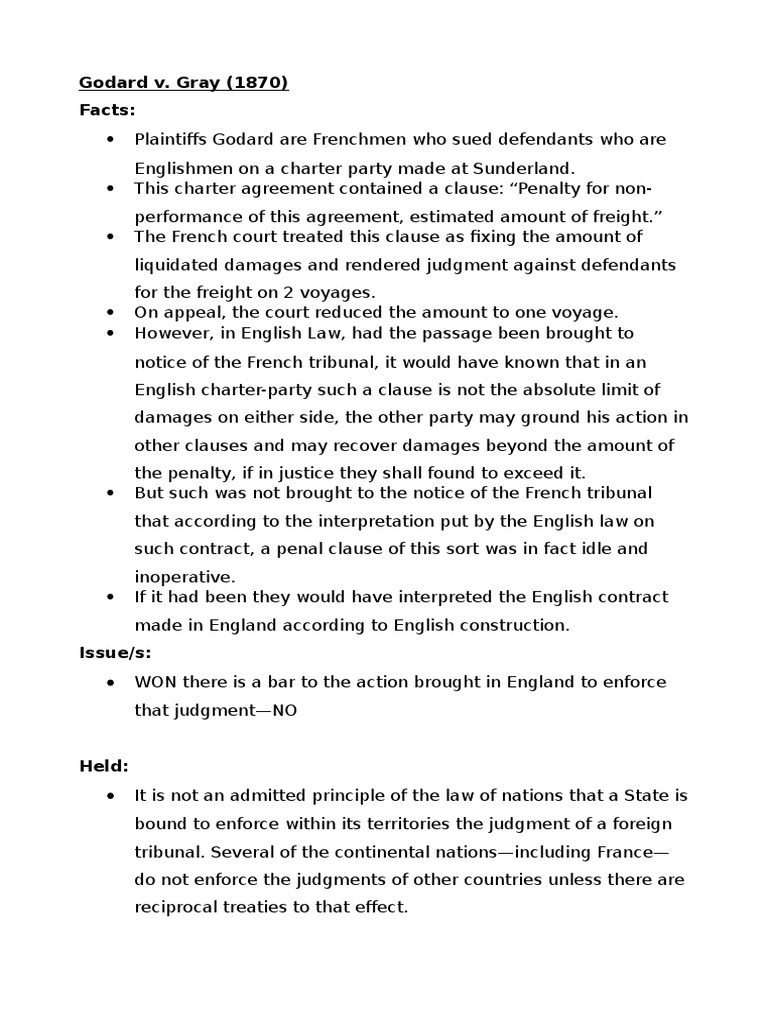 1 Godard v. Gray | PDF | Judgment (Law) | Jurisdiction