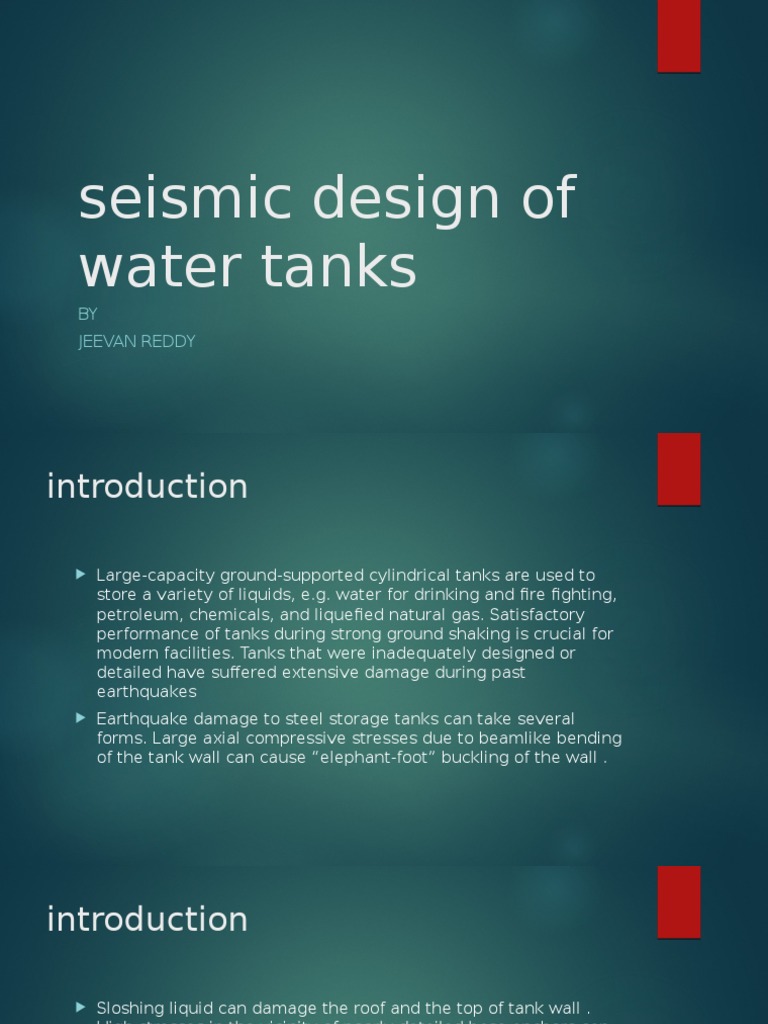 Seismic Design of Water Tanks | PDF | Structural Load | Earthquakes