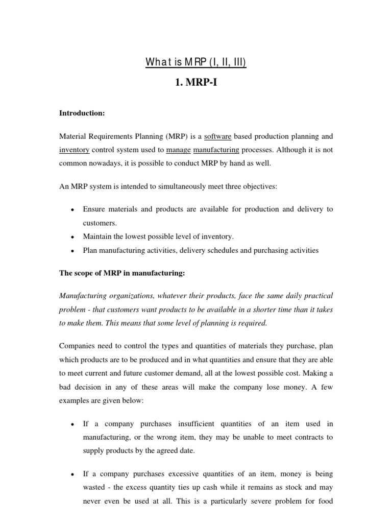 What Is MRP | PDF | Business Process | Production And Manufacturing