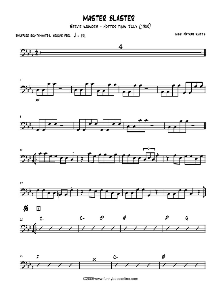 StevieWonderMasterBlaster bass.pdf | Popular Music | Motown