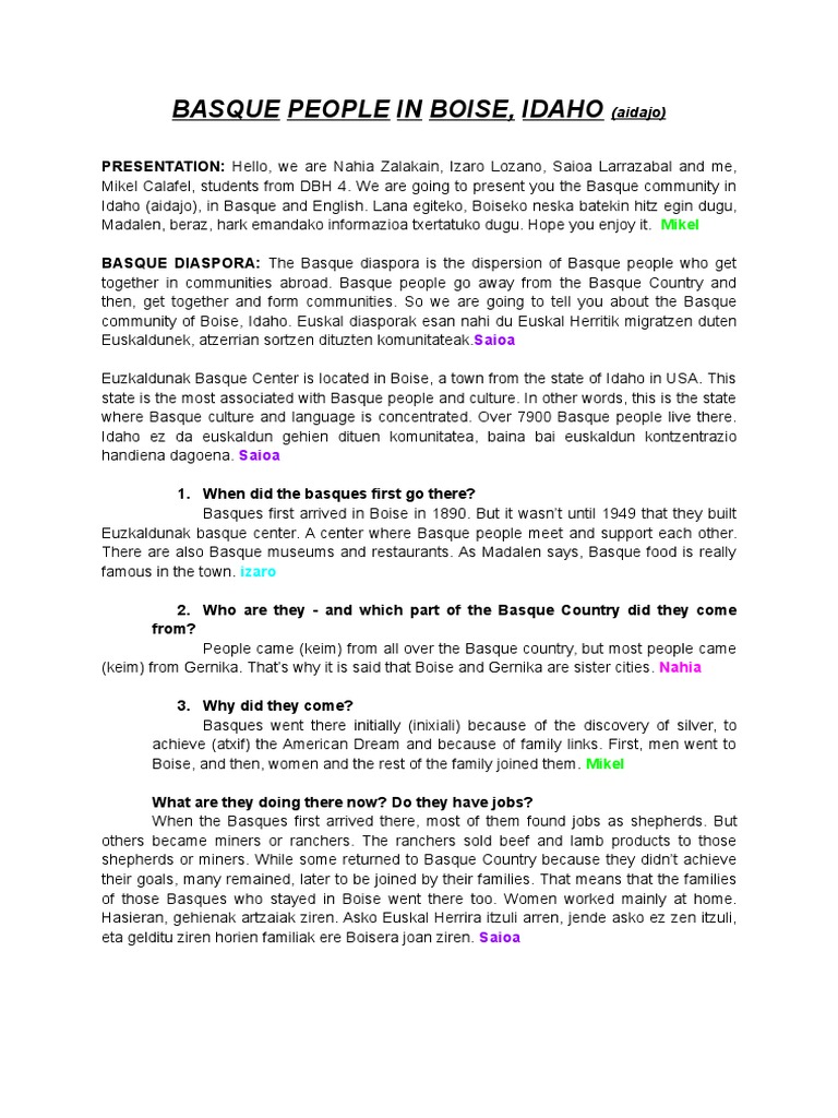 Boise Idaho | PDF | Basques | Basque Country (Greater Region)
