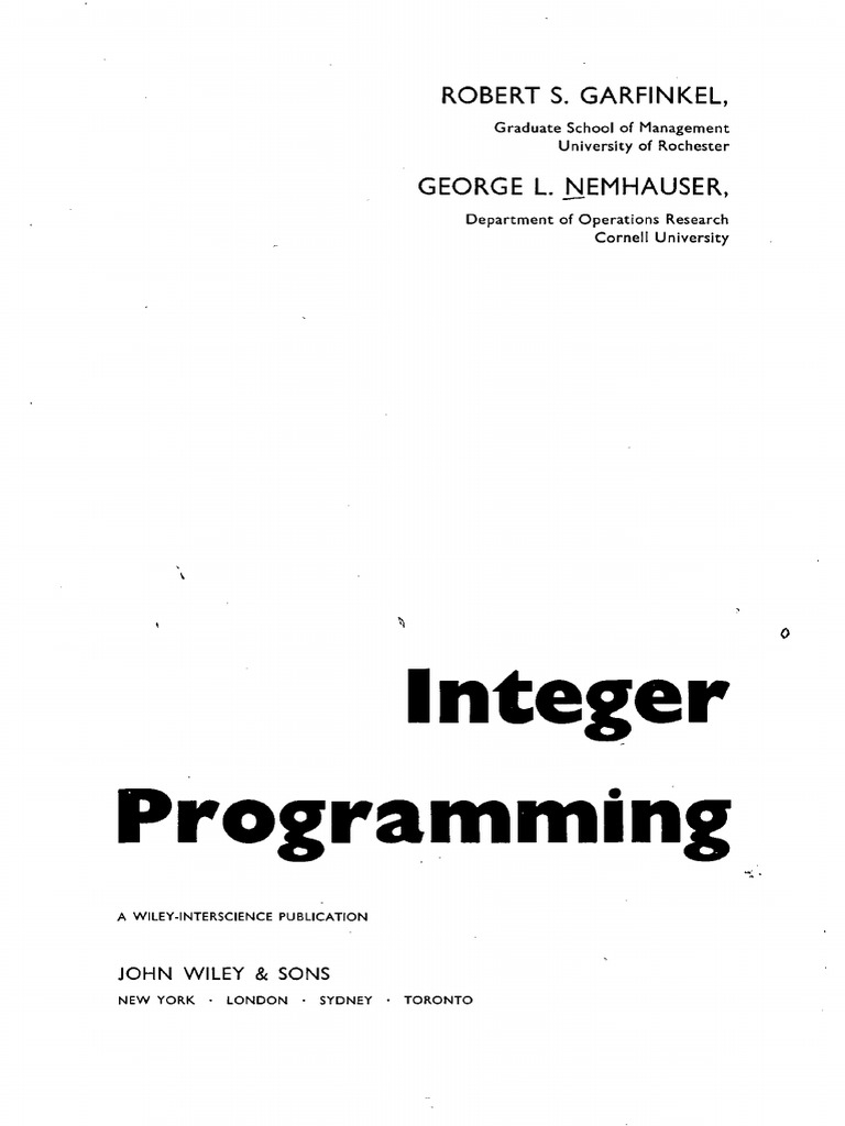 Integer Programming Pdf Linear Programming Mathematics Of Computing