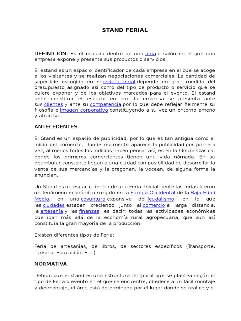 STAND Definición | PDF | Comercio | Economias