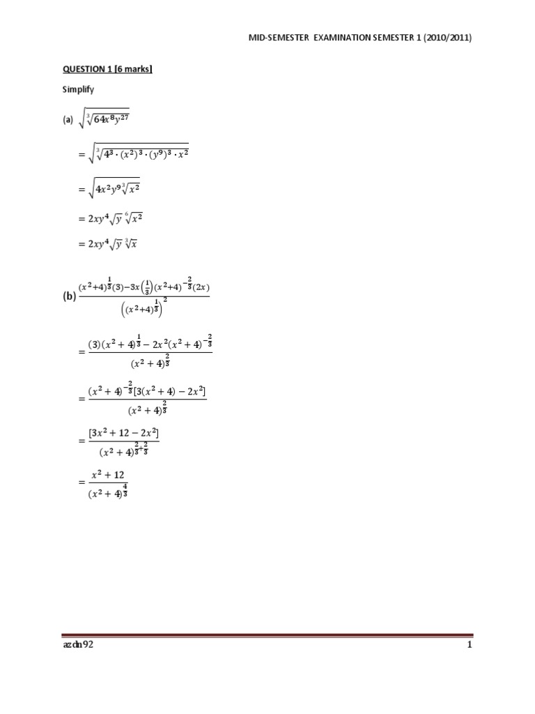 Iium Mid Sem Maths | PDF | Arithmetic | Mathematical Objects