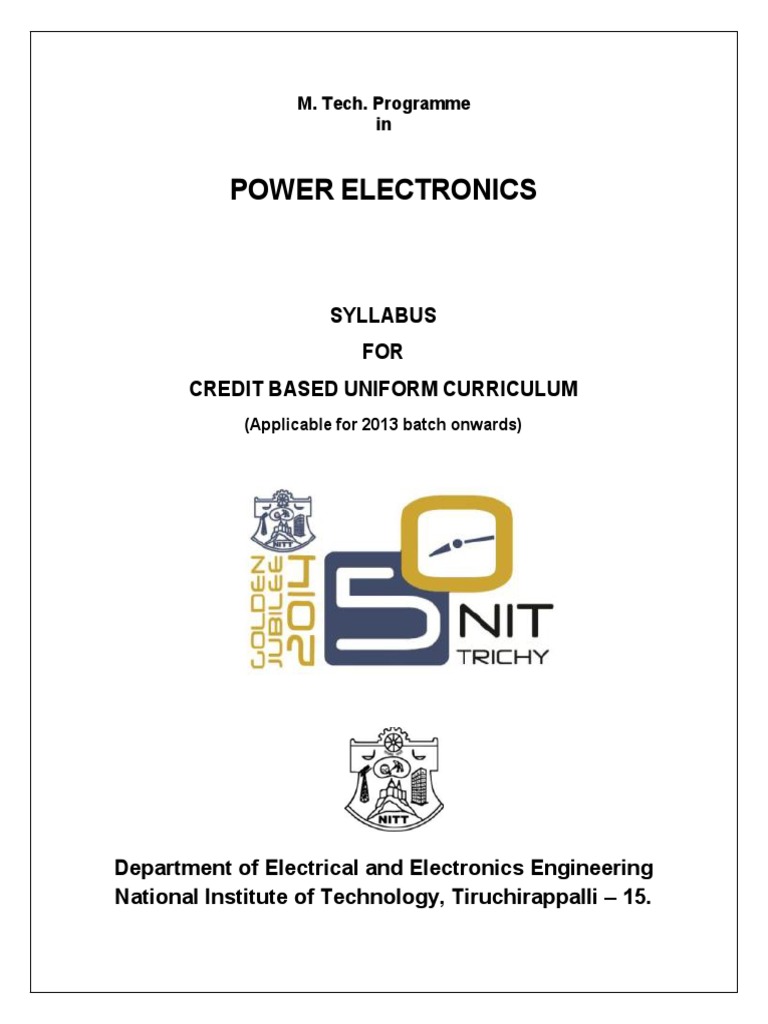 M.Tech. Power Electronics Curriculum at National Institute of ...