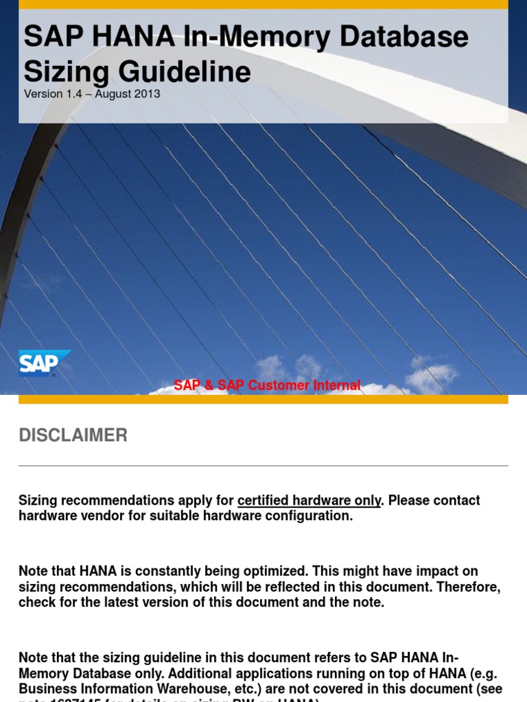 SAP HANA In-Memory DB Sizing V1 4 PDF | PDF | Computers