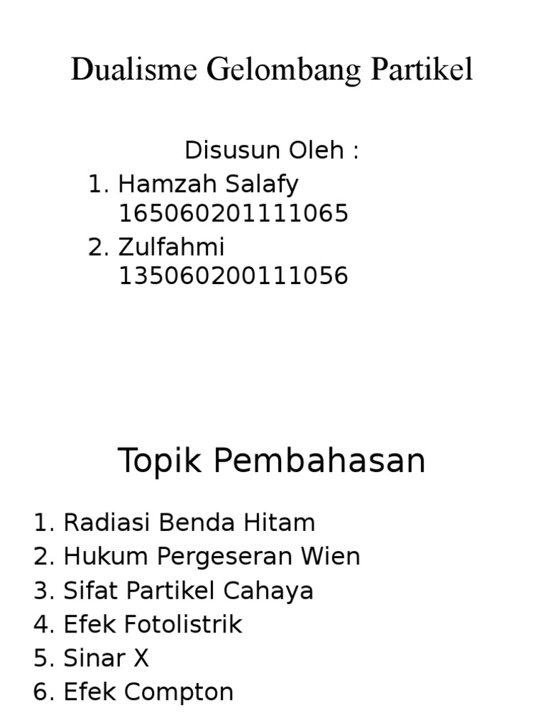 Dualisme Gelombang Partikel | PDF