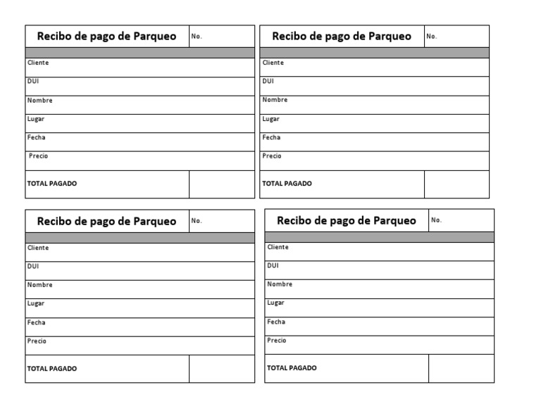 Recibo de Pago de Parqueo Template | PDF