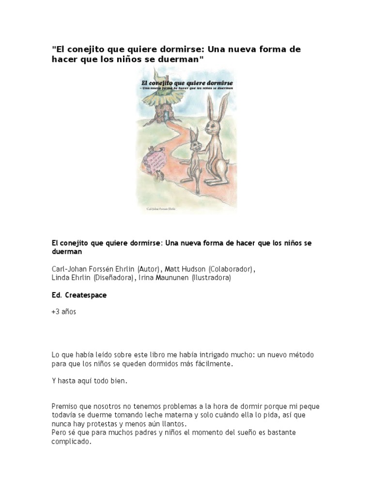 El Conejito Que Quiere Dormirse Pdf Dormir