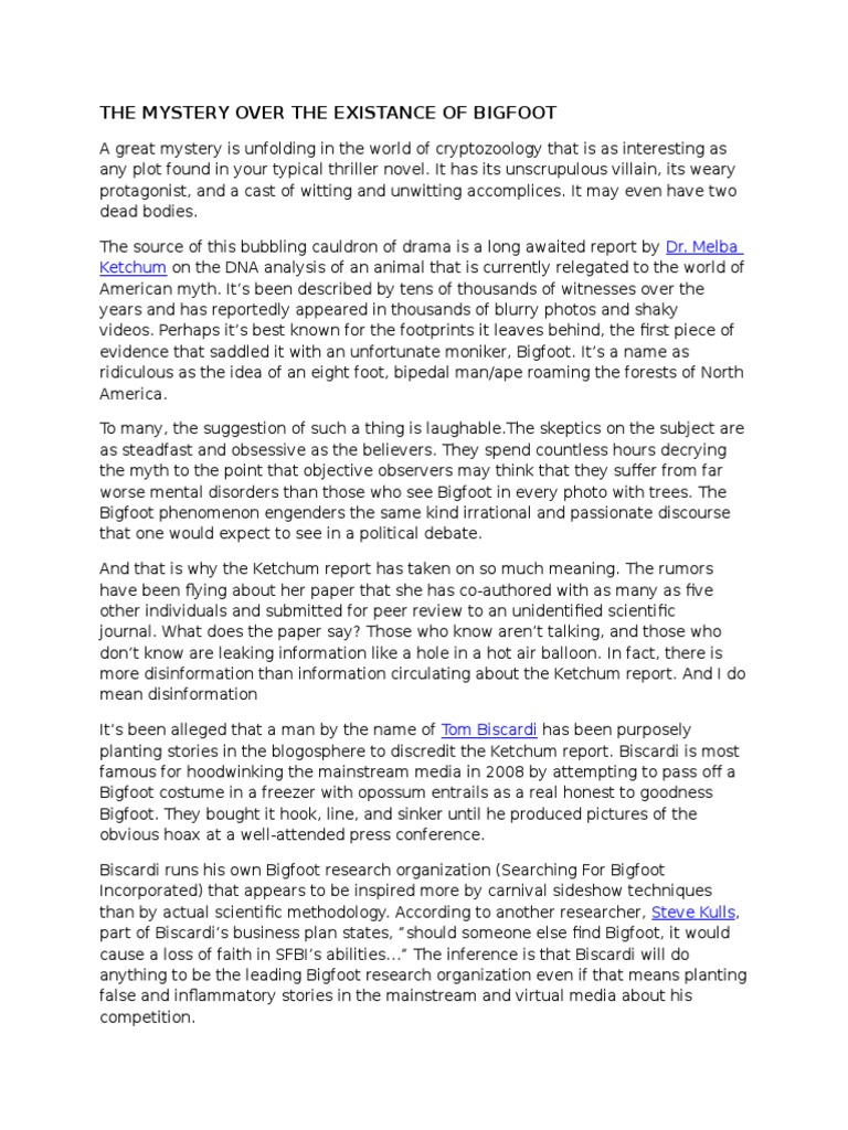 The Mystery Over The Existance of Bigfoot | PDF | Bigfoot