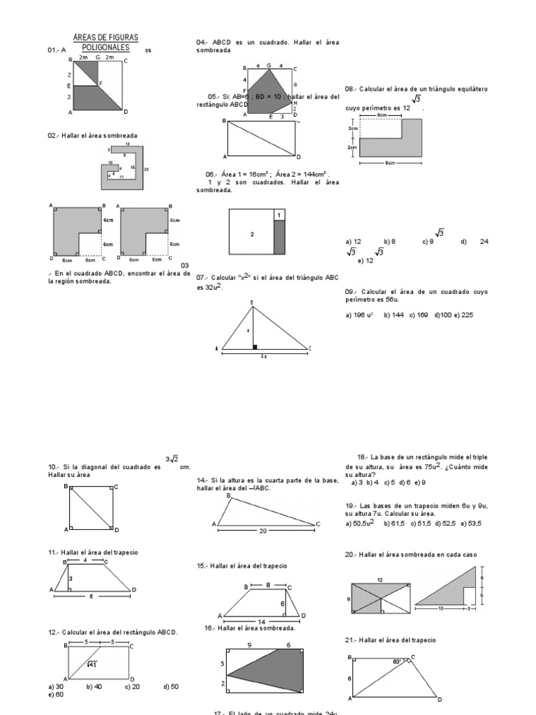 Area de Figuras Geométricas | PDF | Geometría Elemental | Geometría Convexa