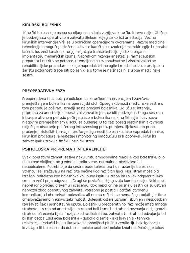 Kirurški Bolesnik | PDF